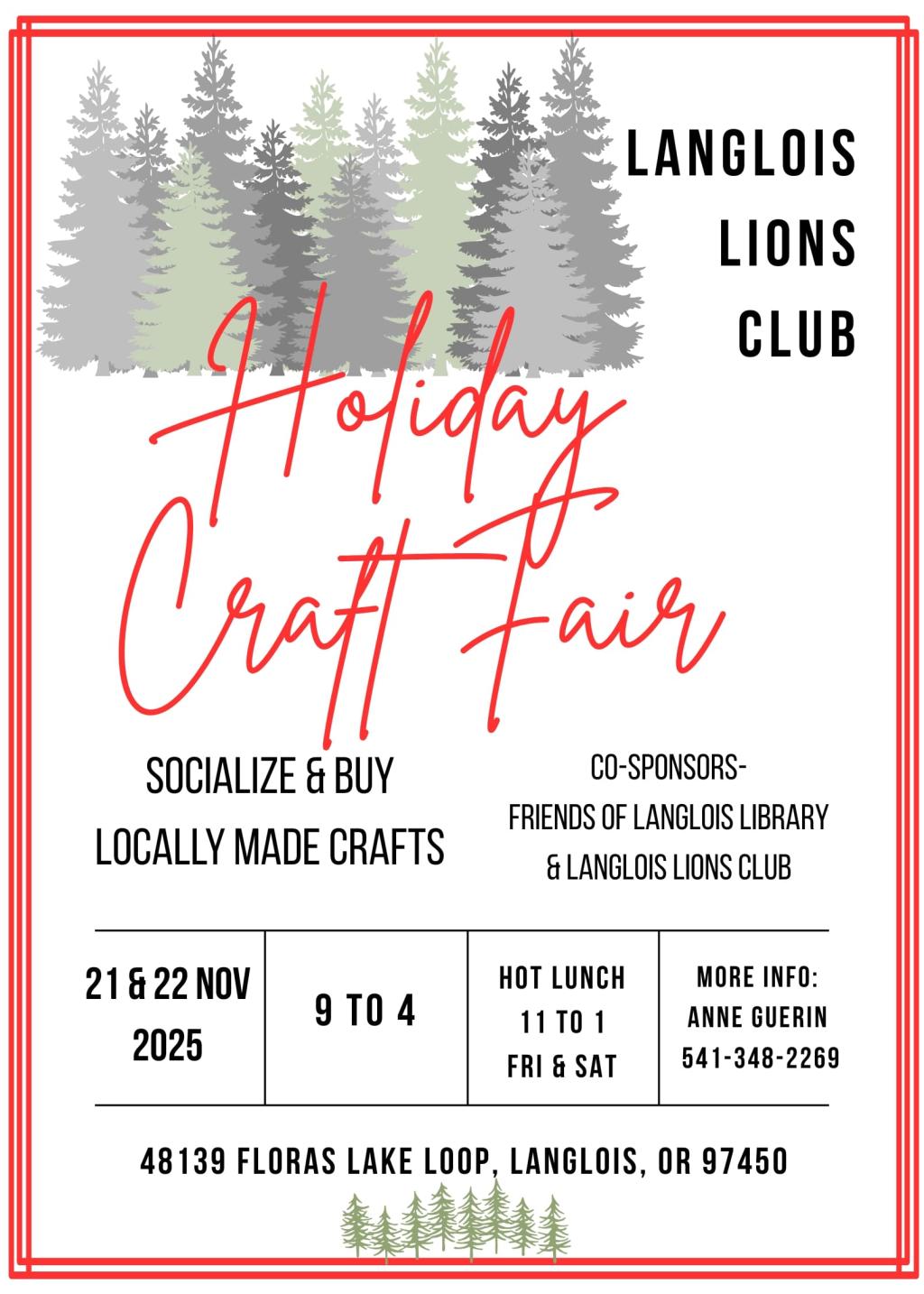 Lions Club Holiday Fair | Welcome to World Famous Langlois Oregon